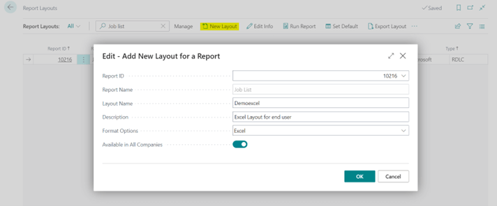 How End Users Can Create Excel Layouts Using An Existing Report Show Any Message Or Blank Card